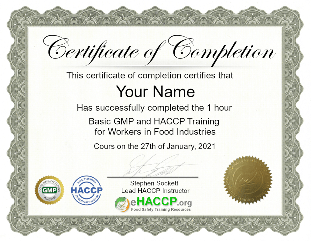 GMPHACCPcertificate2021 | HACCP Training and Certification