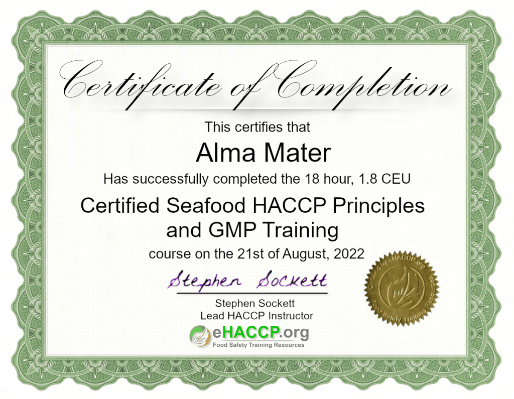 certificate2022Seafood | HACCP Training and Certification